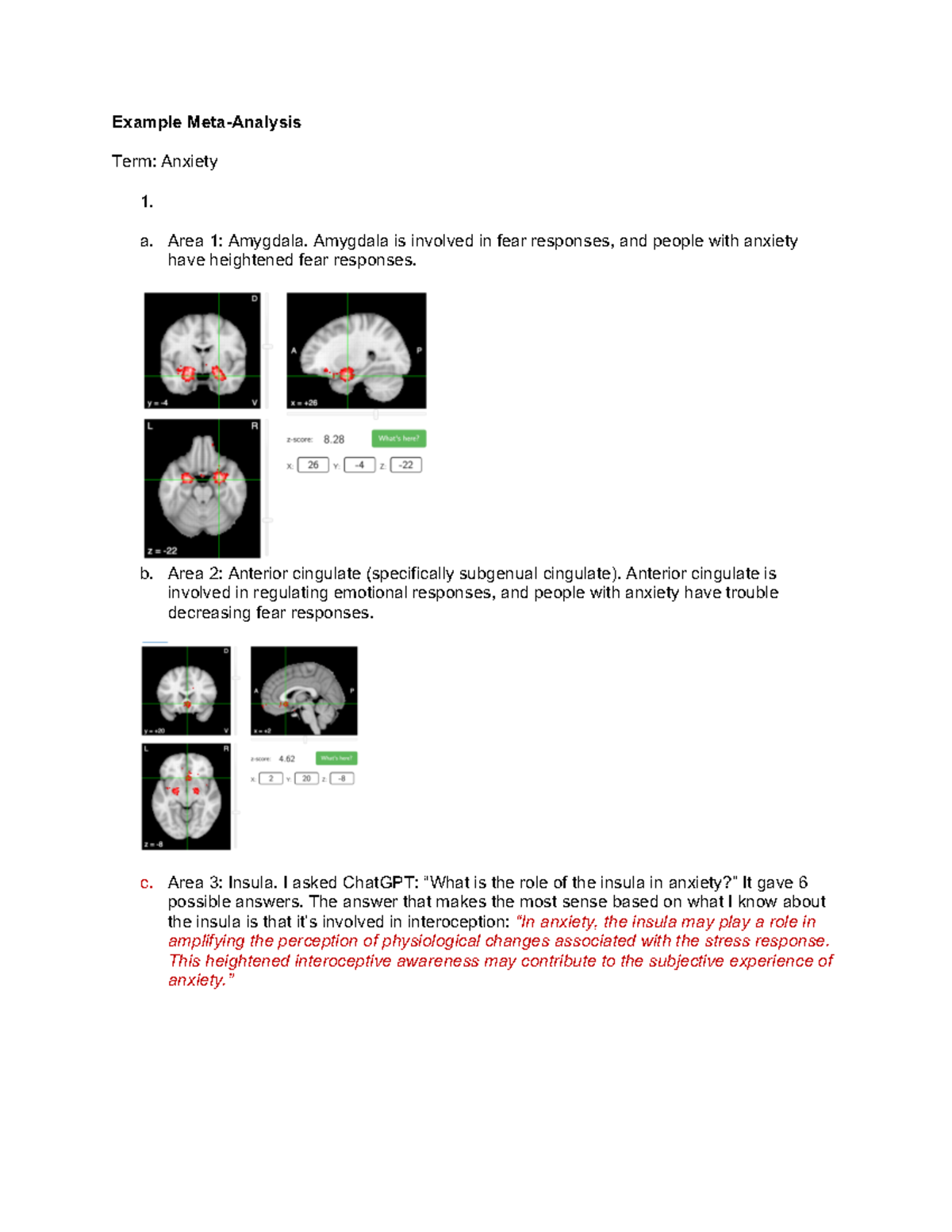 Example Meta-Analysis - Example Meta-Analysis Term: Anxiety 1. a. Area ...
