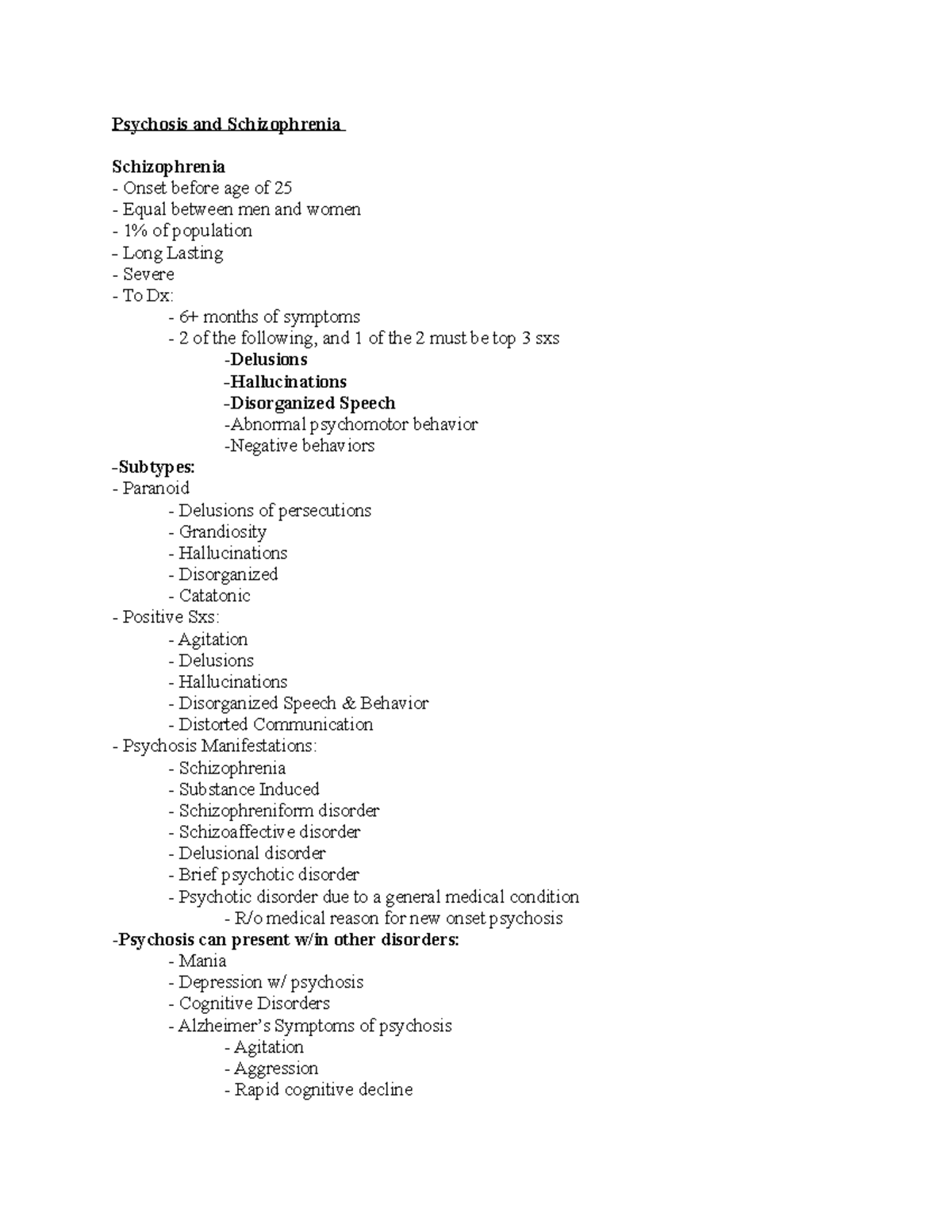 Psychosis and Schizophrenia - Psychosis and Schizophrenia Schizophrenia ...