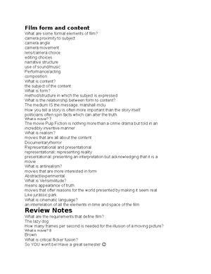 Film Appreciation Exam #2 - 29 February 2022 THEA 201: Exam ...