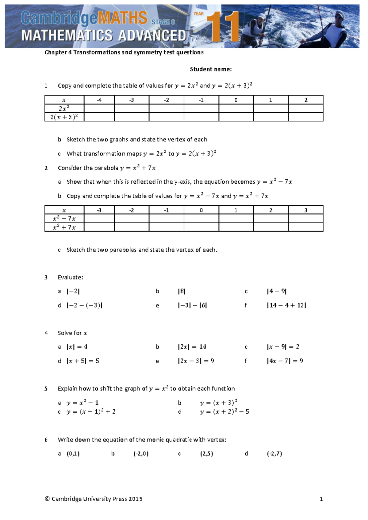 Chapter-4-Test - Maths - Chapter 4 Transformations and symmetry test ...
