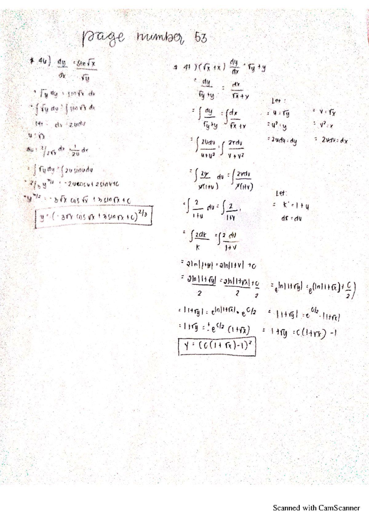 Separable Equation(page 53) - Engineering - Scanned with CamScanner Scanned with CamScanner ...