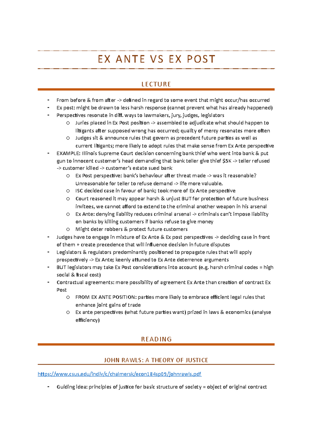 2. Ex Ante vs Ex Post - Lecture notes 2 - EX ANTE VS EX POST LECTURE ...