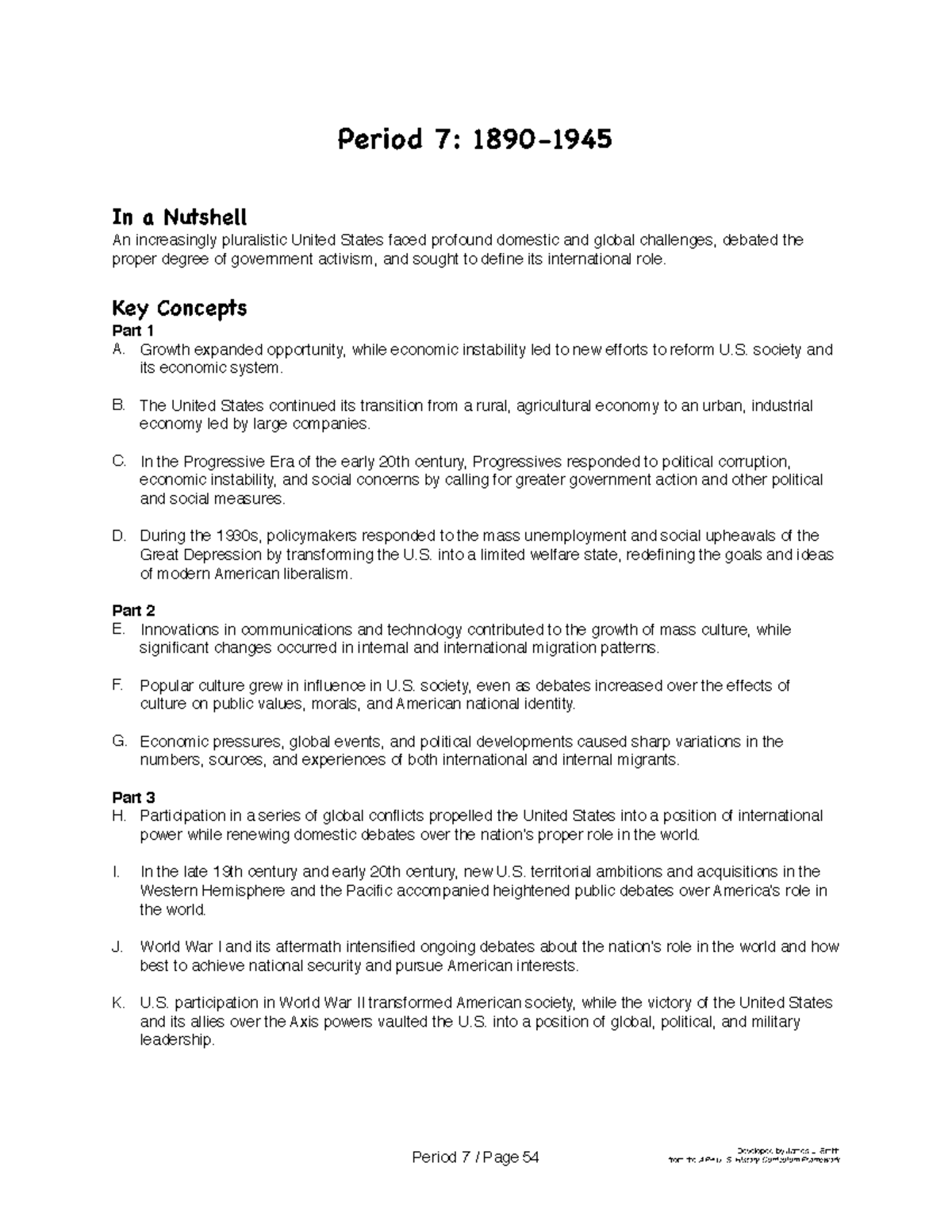Time Period 7 1890-1945 - Period 7: 1890- In a Nutshell An increasingly ...