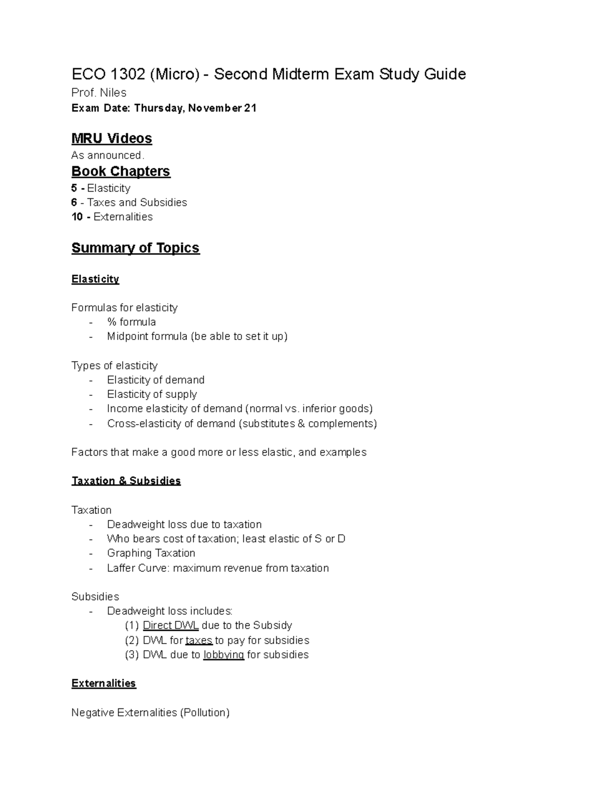 Micro - Fall 2024 - Second Midterm Exam Study Guide - ECO 1302 (Micro) - Second Midterm Exam ...