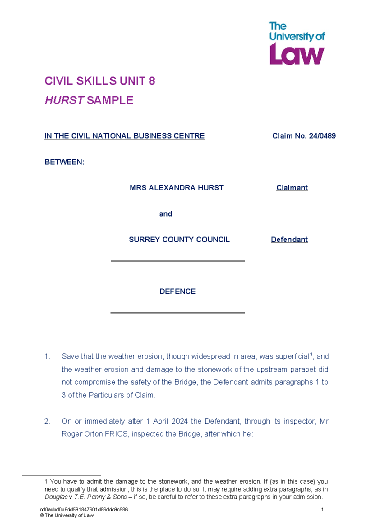 2425 skill civ unit08 ce02 sample hurst defence - CIVIL SKILLS UNIT 8 ...