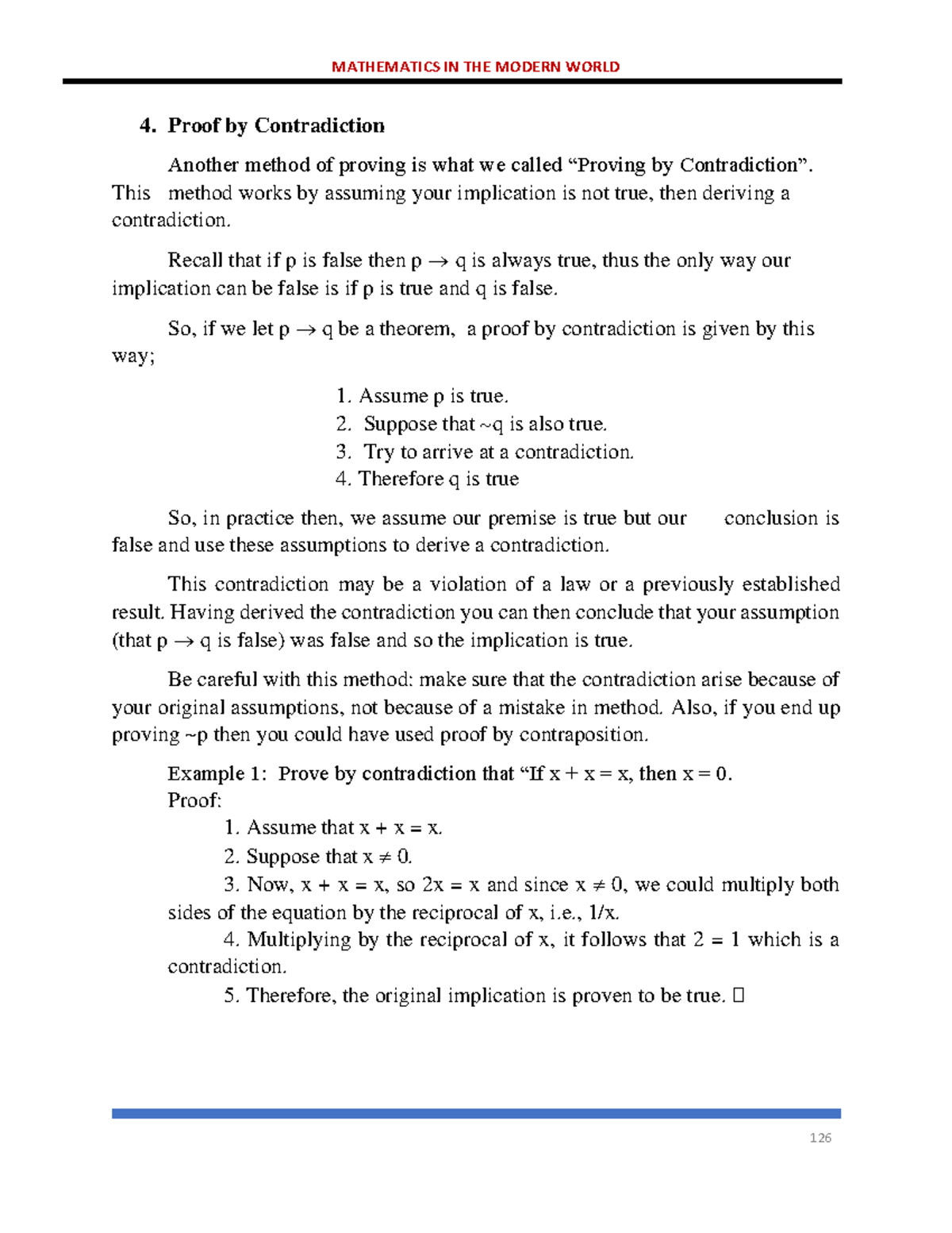 MMW 20 - MMW 20 notes - Proof by Contradiction Another method of ...