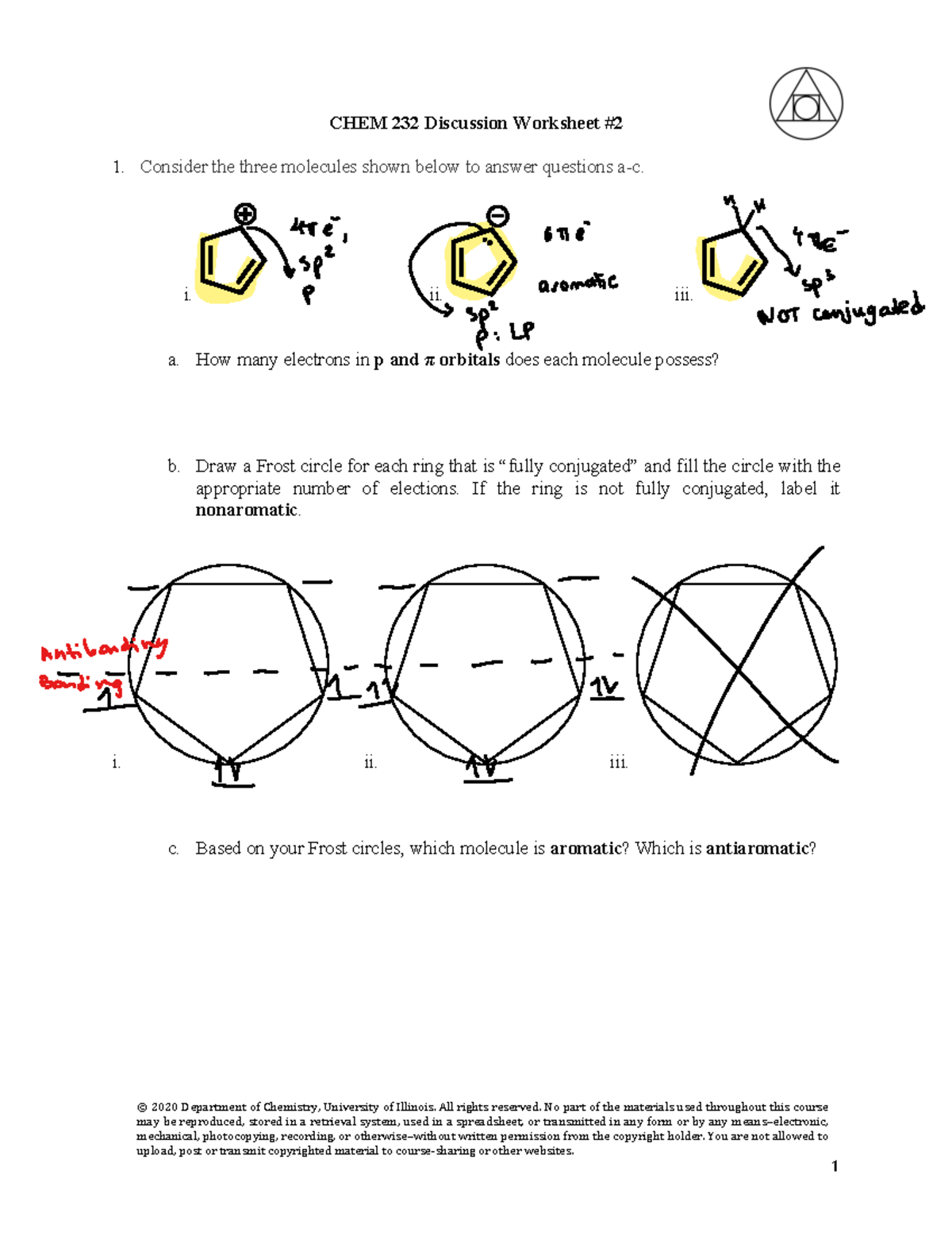 Disc Worksheet 2 - 1 CHEM 232 Discussion Worksheet 1. Consider the ...