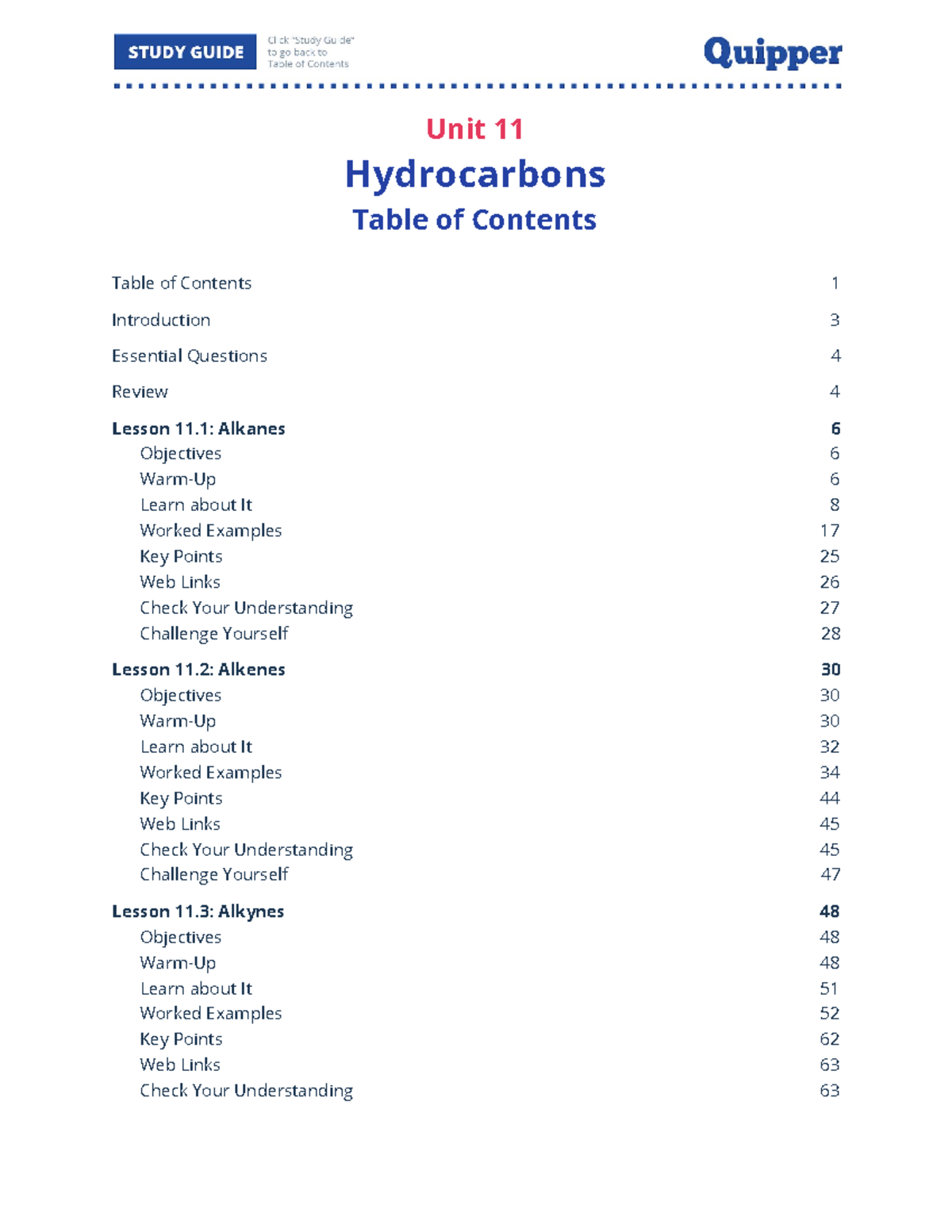 Unit11 - SCIENCE DISCUSSION - Unit 11 Hydrocarbons Table of Contents ...