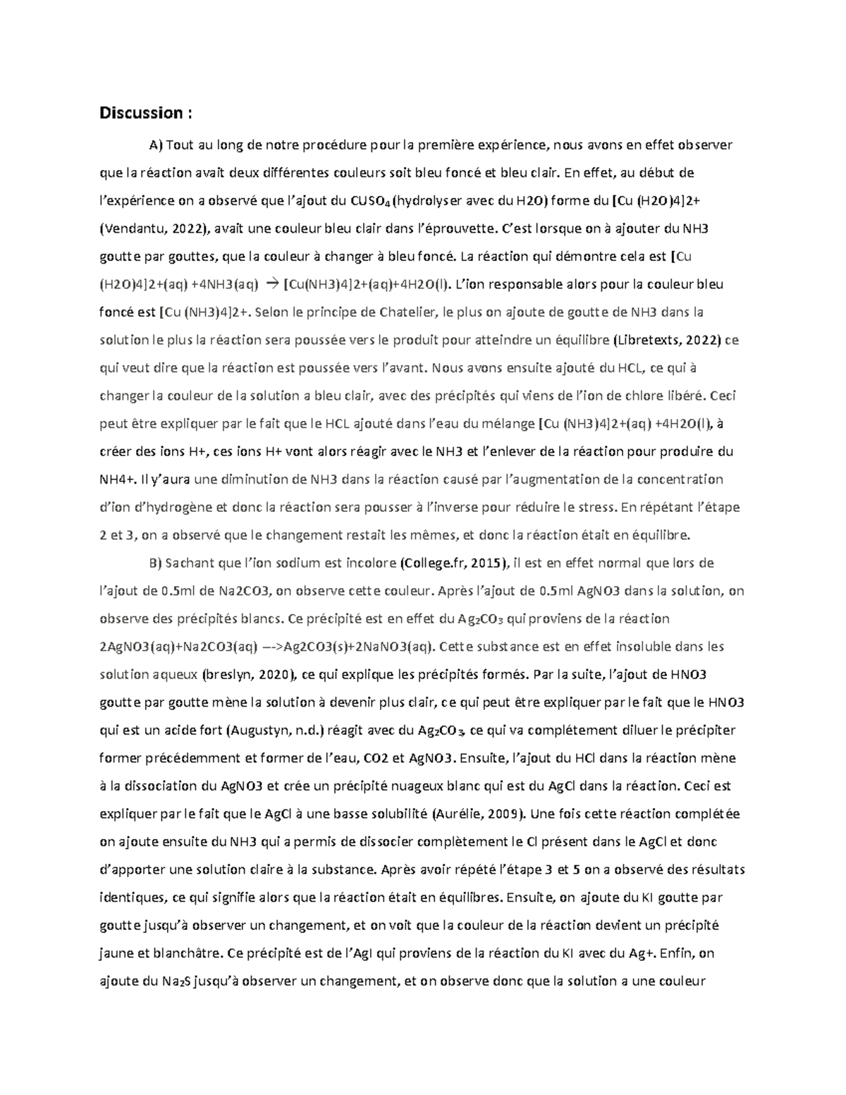 Discussion lab 3 - just a lab work - Discussion : A) Tout au long de ...