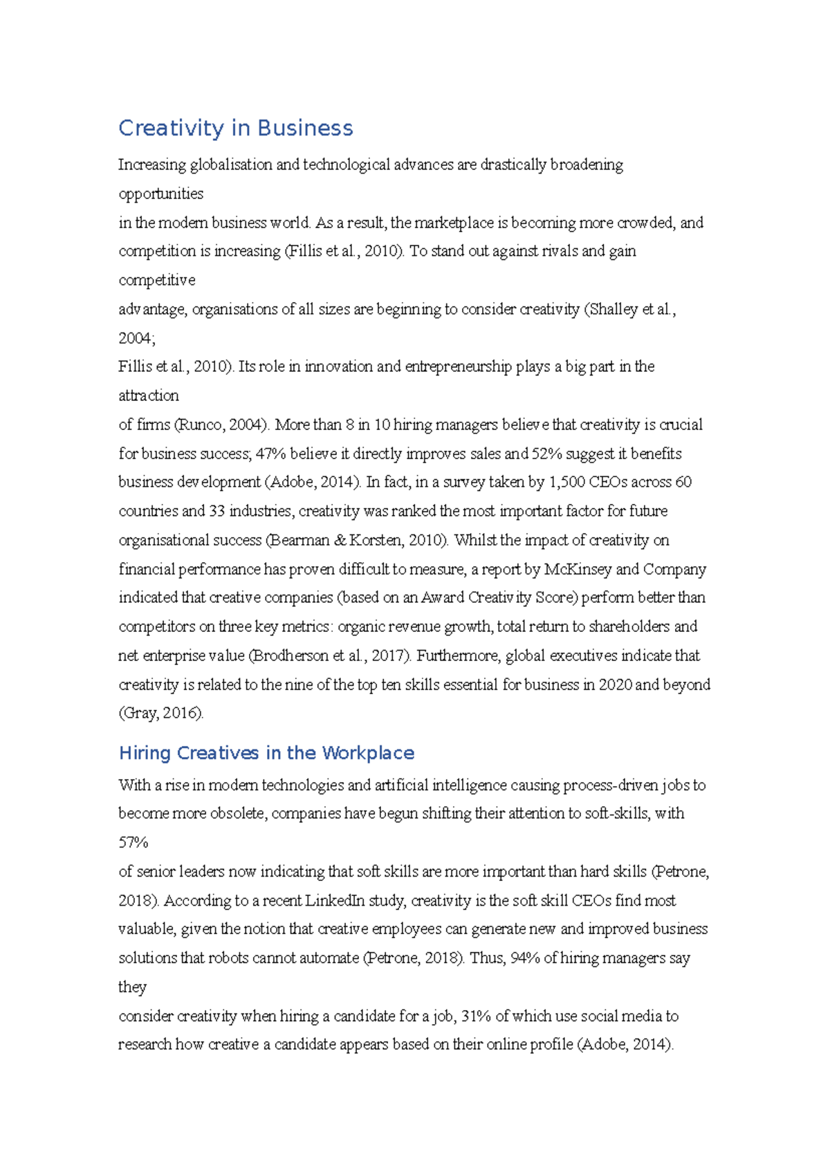 Creativity in Business - Creativity in Business Increasing ...