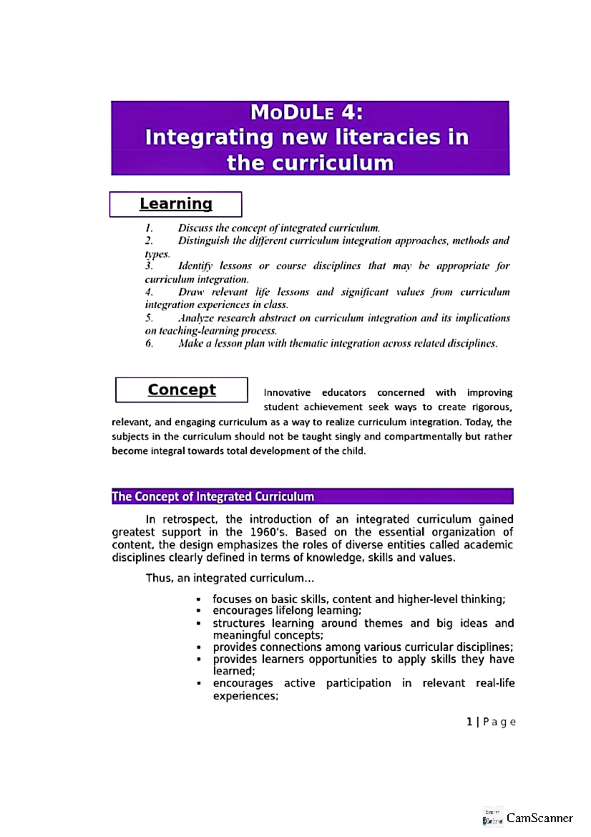 Pr Ed 131 Module 4 Reporting - MoDuLE 4: Integrating new literacies in the curriculum Learning 1 ...