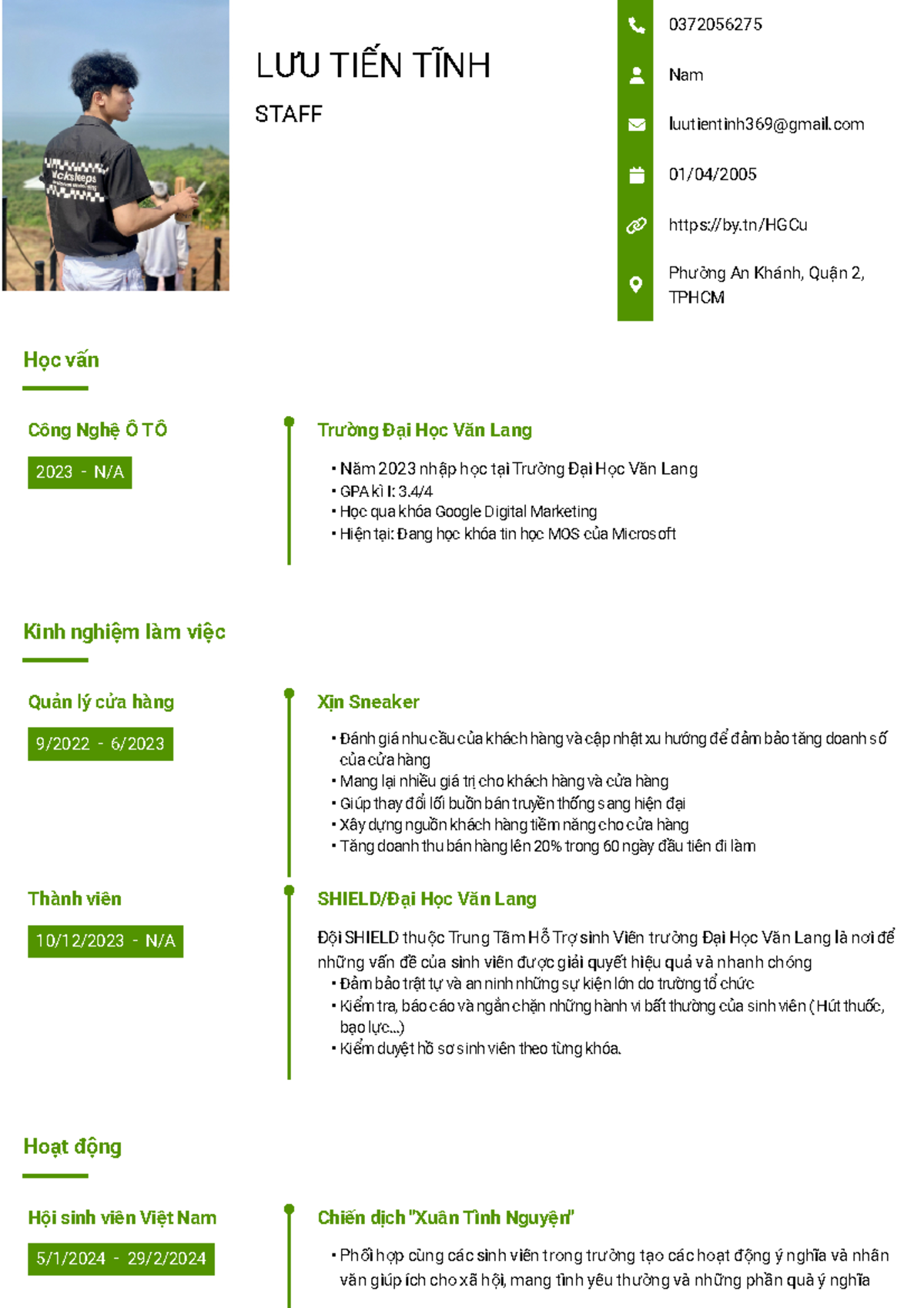 LUU TIEN TINH CVd - LƯU TIẾN TĨNH STAFF 0372056275 Nam luutientinh369 ...