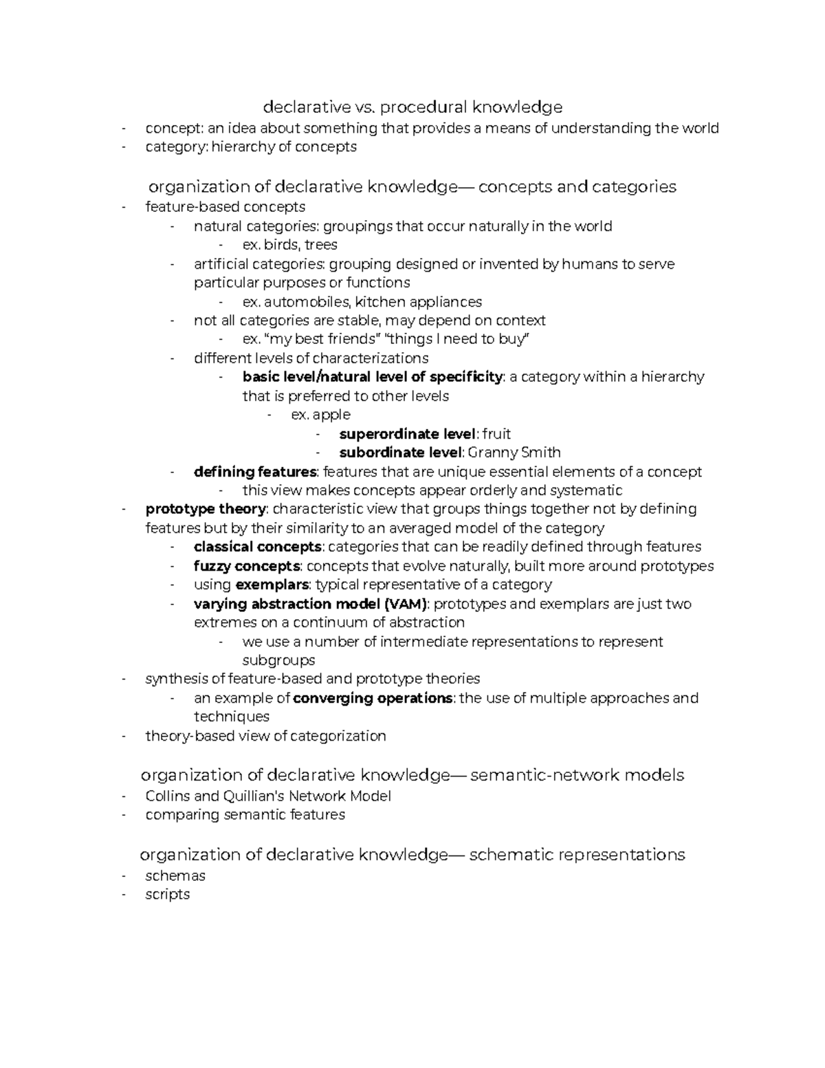 4.10 Concepts (S8) - declarative vs. procedural knowledge - concept: an ...
