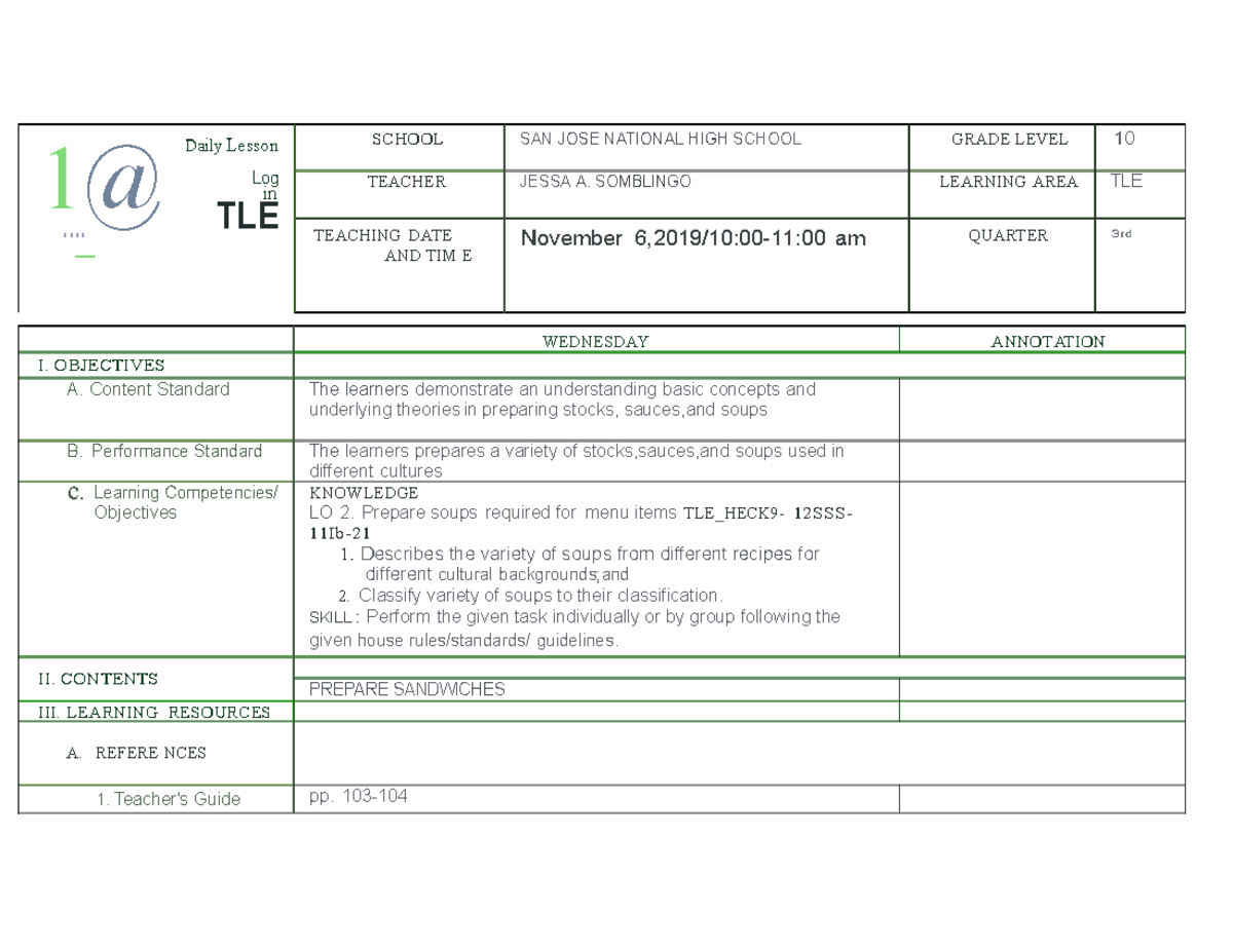 IMG 20230319 2000 59 - English - 1 @ Daily Lesson Log in .... TLE ...