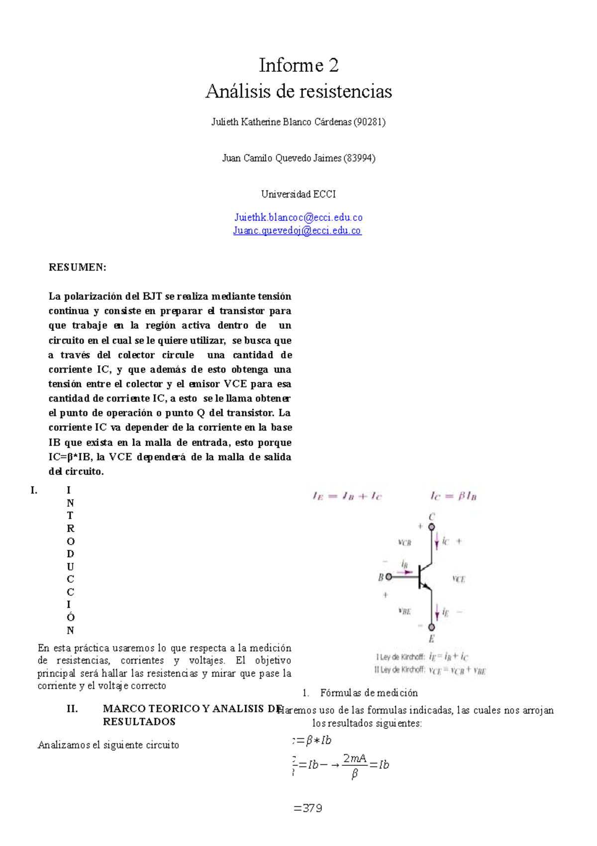 Informe contador y reloj 12 horas - Informe 2 Análisis de resistencias ...