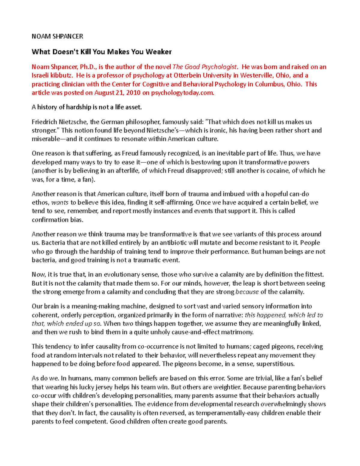 Noam Shpancer - What Doesn't Kill You - NOAM SHPANCER What Doesn't Kill ...