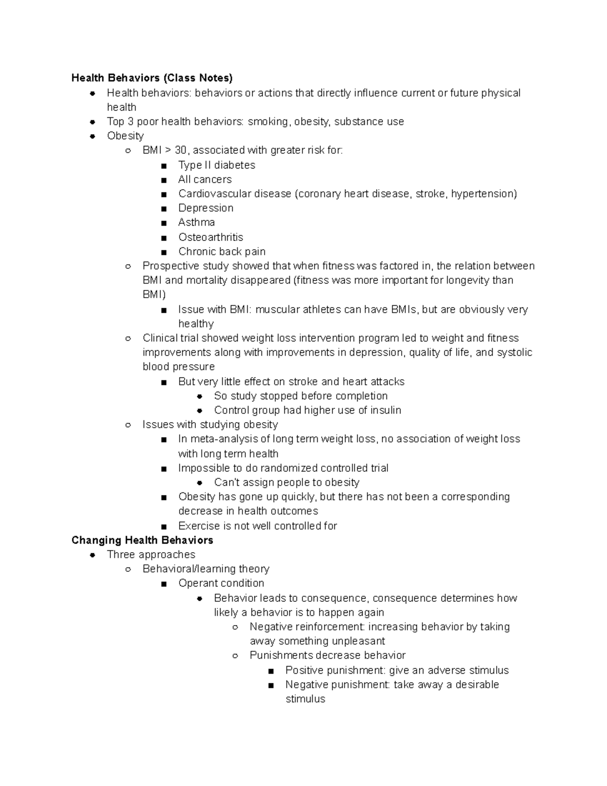 Health Behaviors - Studocu