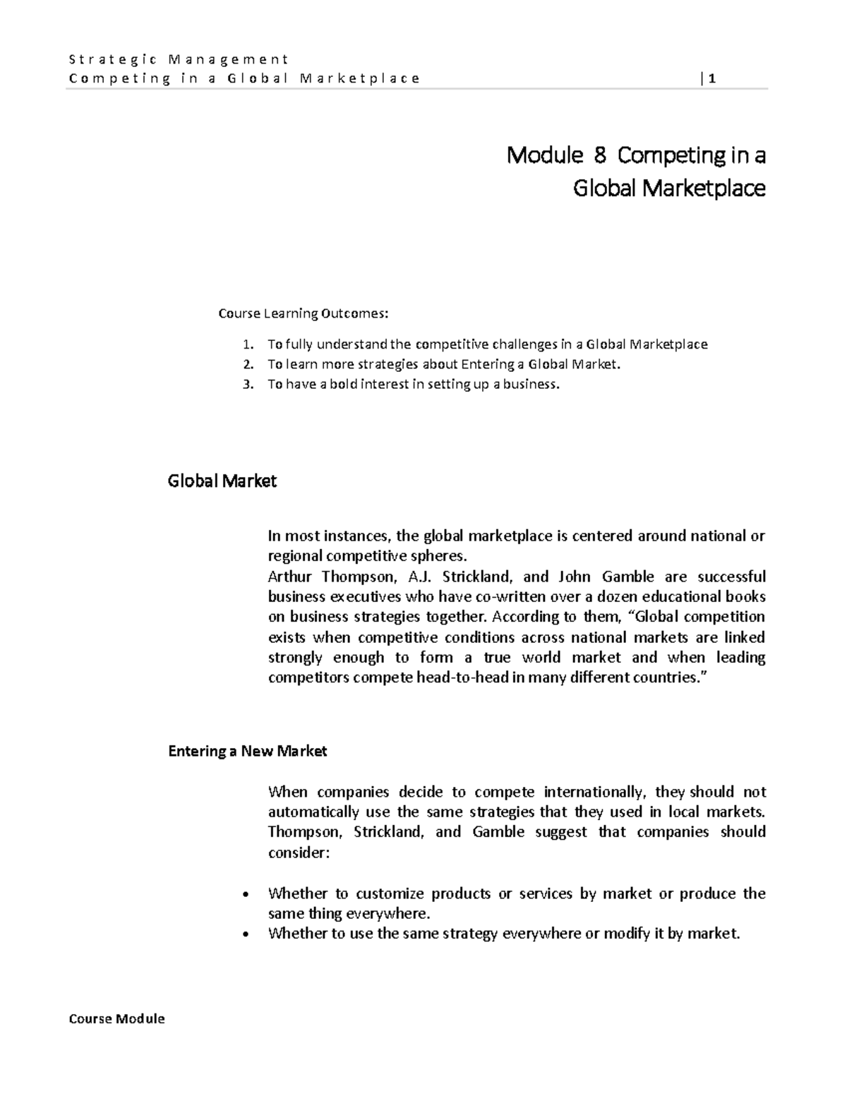 Module Competing in a Global Marketplace - C o m p e t i n g i n a G l ...