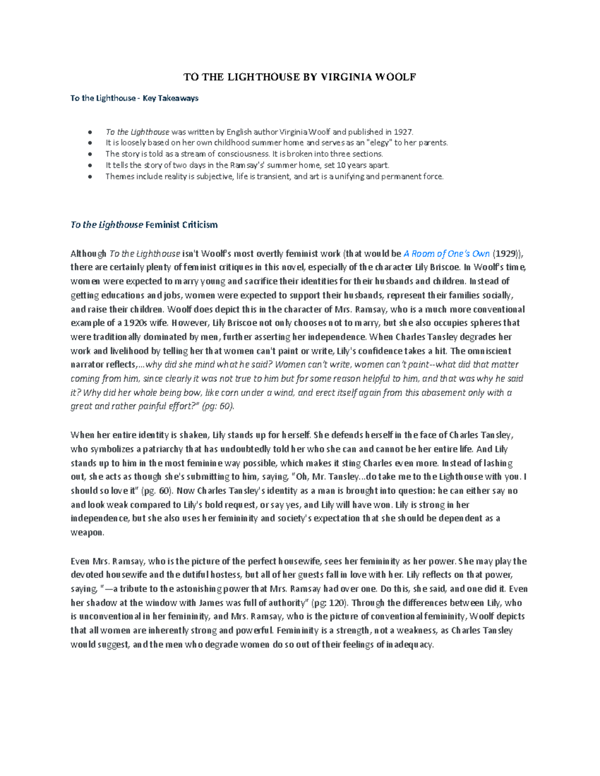 TO THE Lighthouse BY Virginia Woolf - TO THE LIGHTHOUSE BY VIRGINIA ...