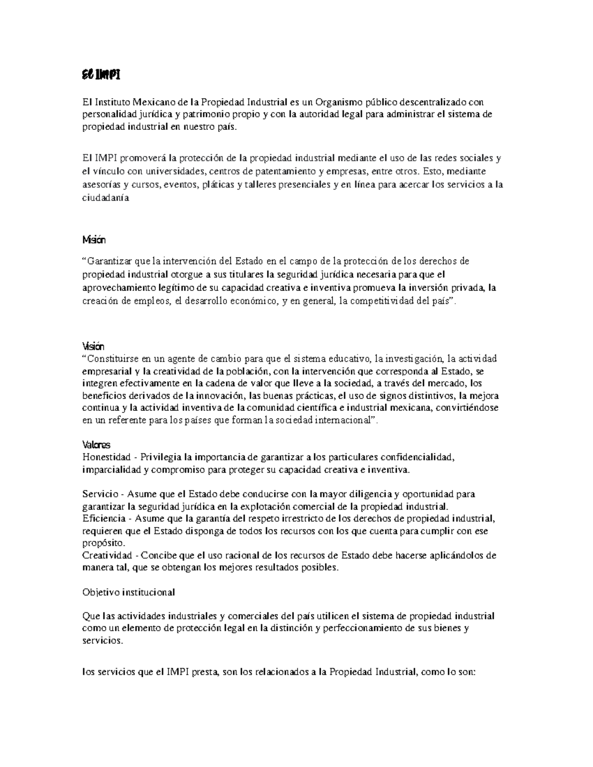 Derecho - Resumen sobre lo que es IMPI - El IMPI El Instituto Mexicano ...