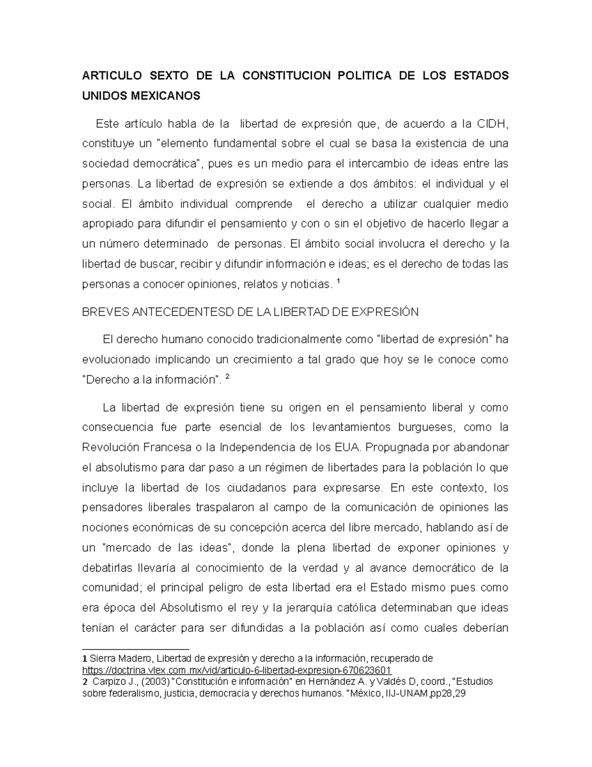 Articulo Sexto DE LA Constitucion Politica DE LOS Estados Unidos ...