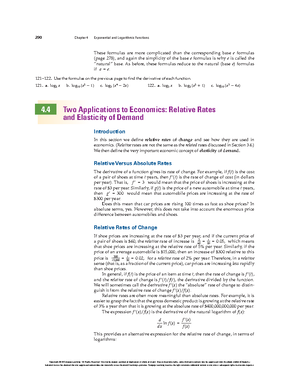 Differentiation of Logarithmic and Exponential Functions - 274 Chapter 4 Exponential and ...