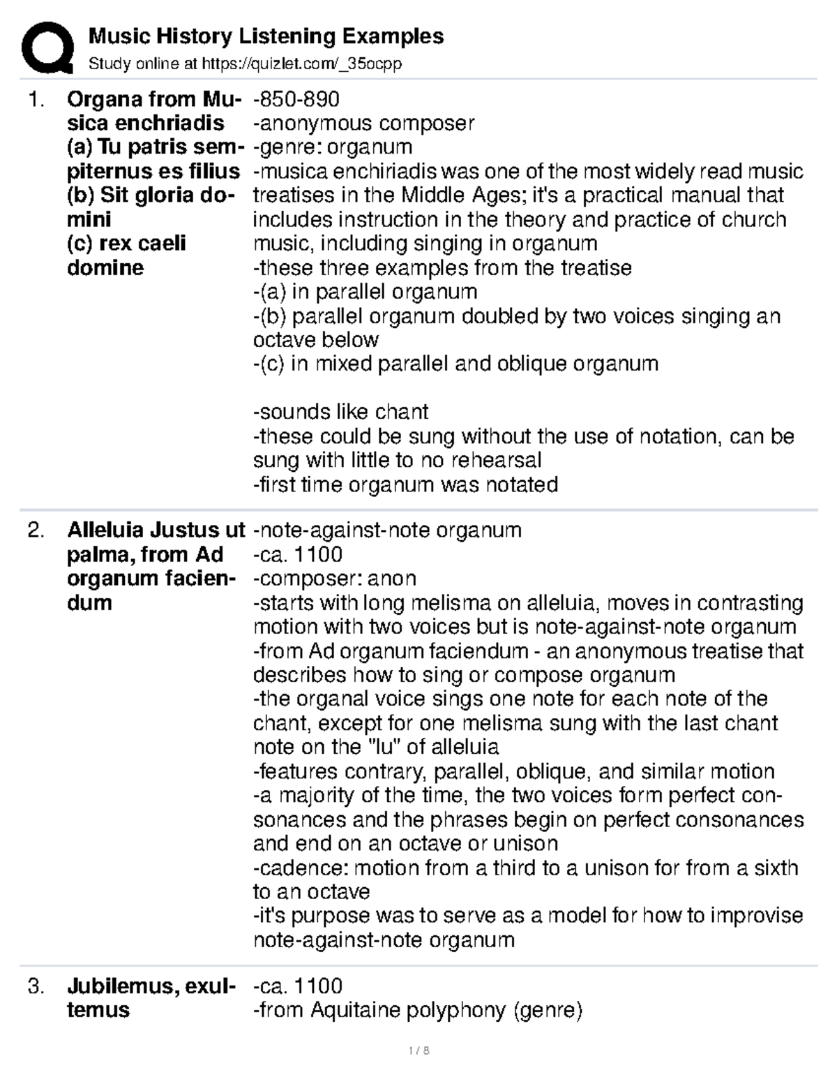 Music - Study notes - Study online at quizlet/_35ocpp Organa from Mu ...