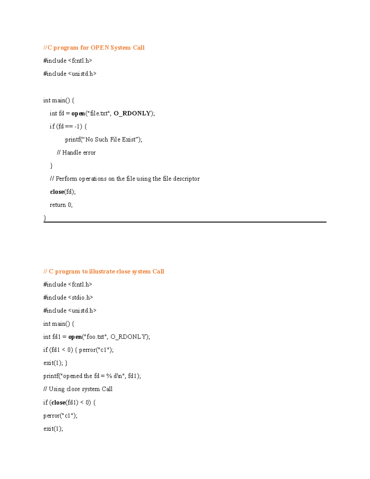 Week 2 IO system calls Programs - //C program for OPEN System Call #include #include - Studocu