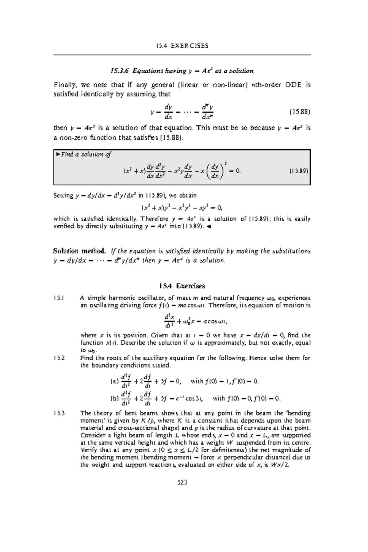 Physics Engineering 44 15 Exercises 153 Equations Having Y Aex As A Solution Finally We 