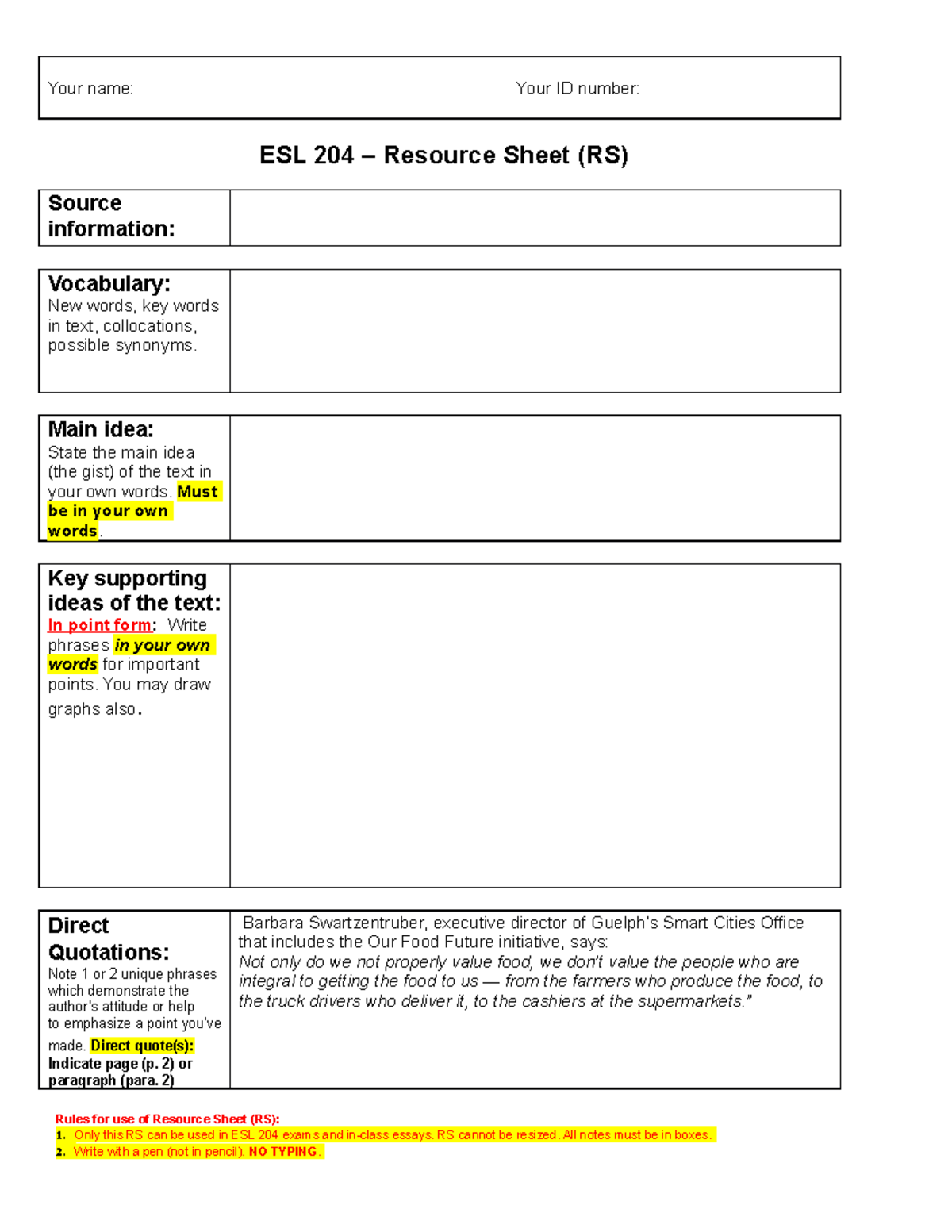 ESL 204 Resource Sheet S18 NEW PDF - ESL 204 – Resource Sheet (RS ...