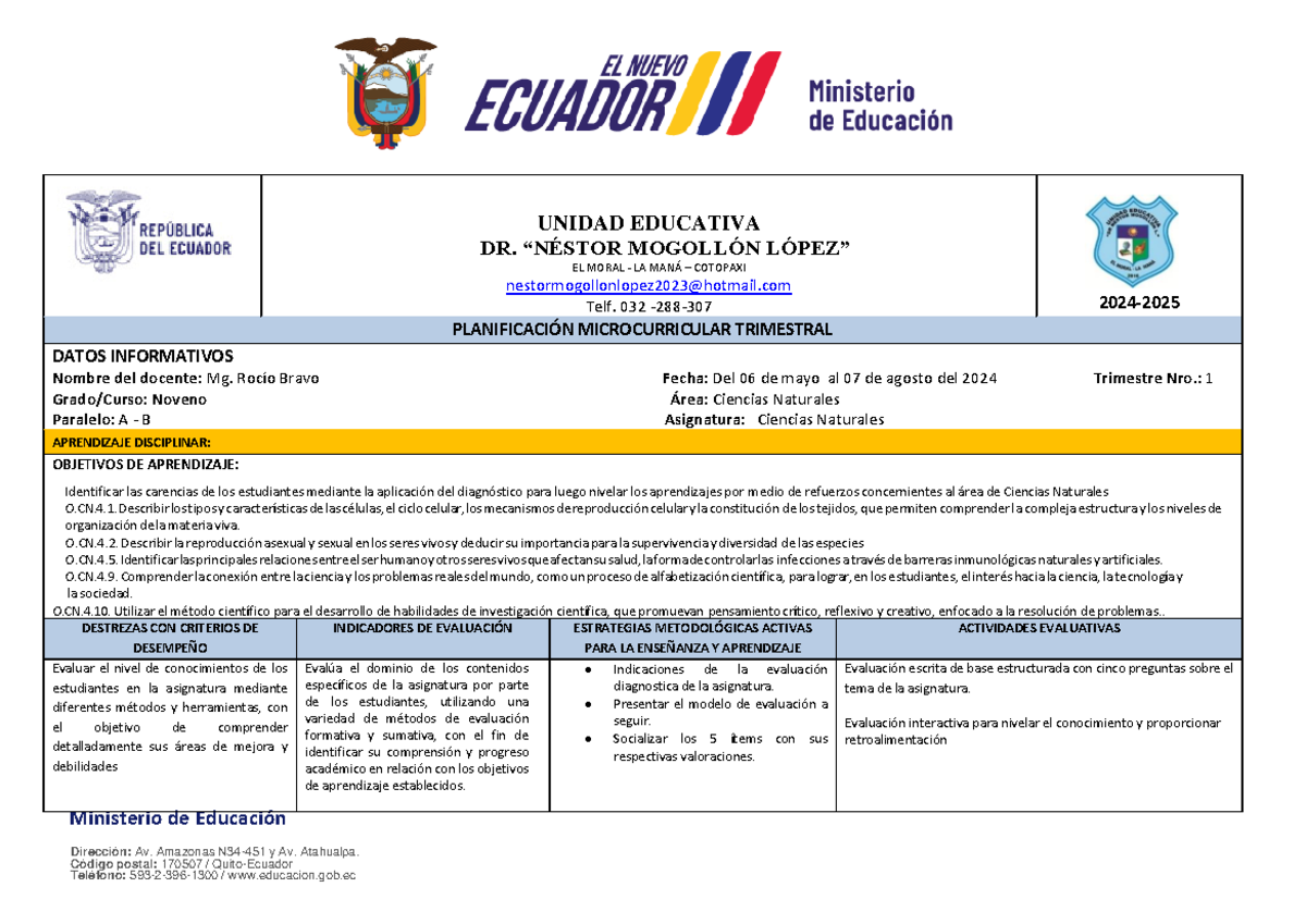 CC.NN 9ENO - PLANIFICACIONES DE NOVENO AÑO DE EDUCACION GENERAL BASICA ...