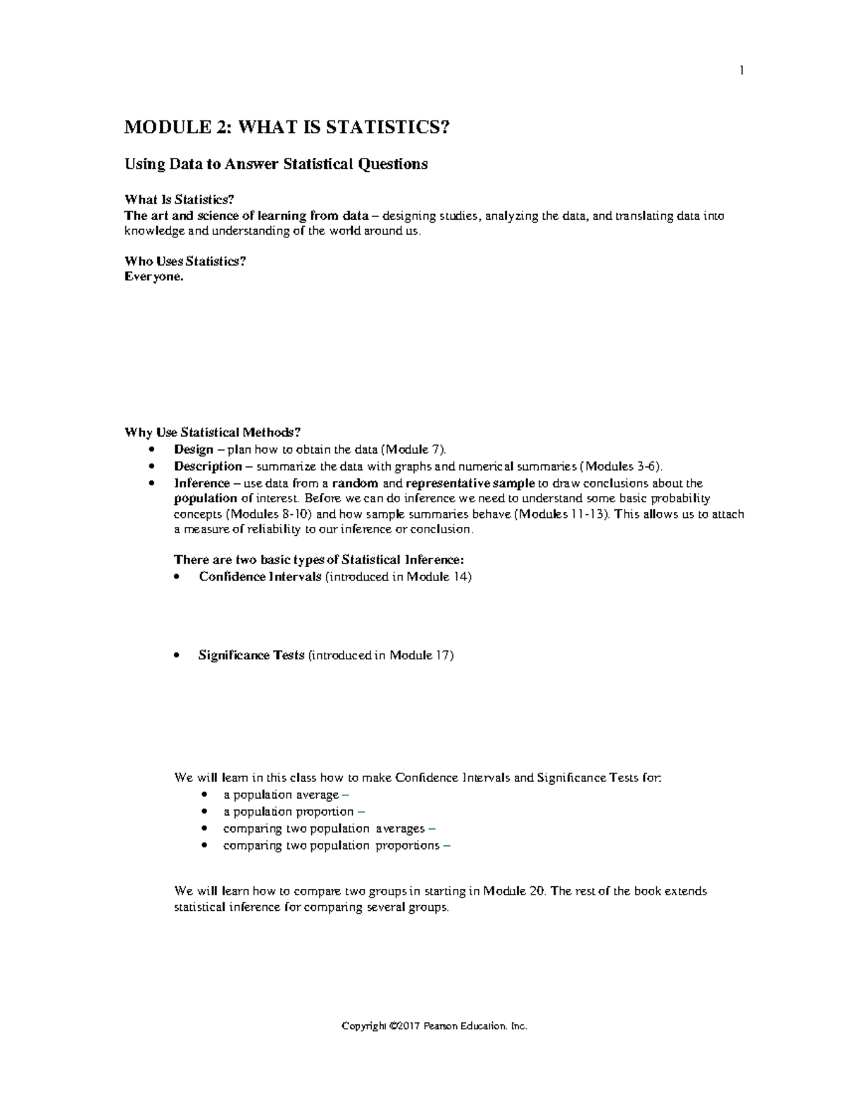STA 2023 Online Lecture Notes p1-127 - MODULE 2: WHAT IS STATISTICS ...