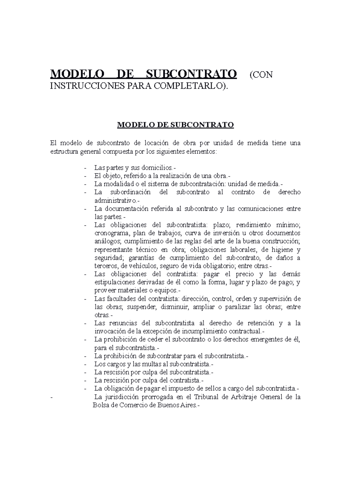 6 Contrato OBRA Publica Tierra del Fuego IPV Modelo de subcontrato 6 ...