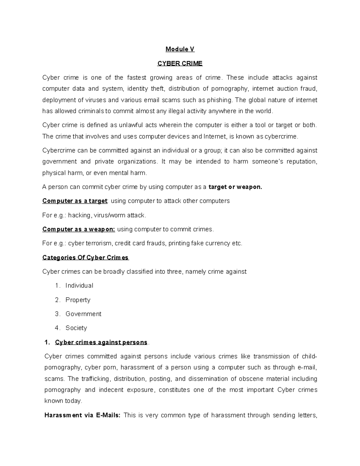 Cyber Crime And Categories Module V CYBER CRIME Cyber Crime Is One Of cyber-crime-and-categories-module-v-cyber-crime-cyber-crime-is-one-of