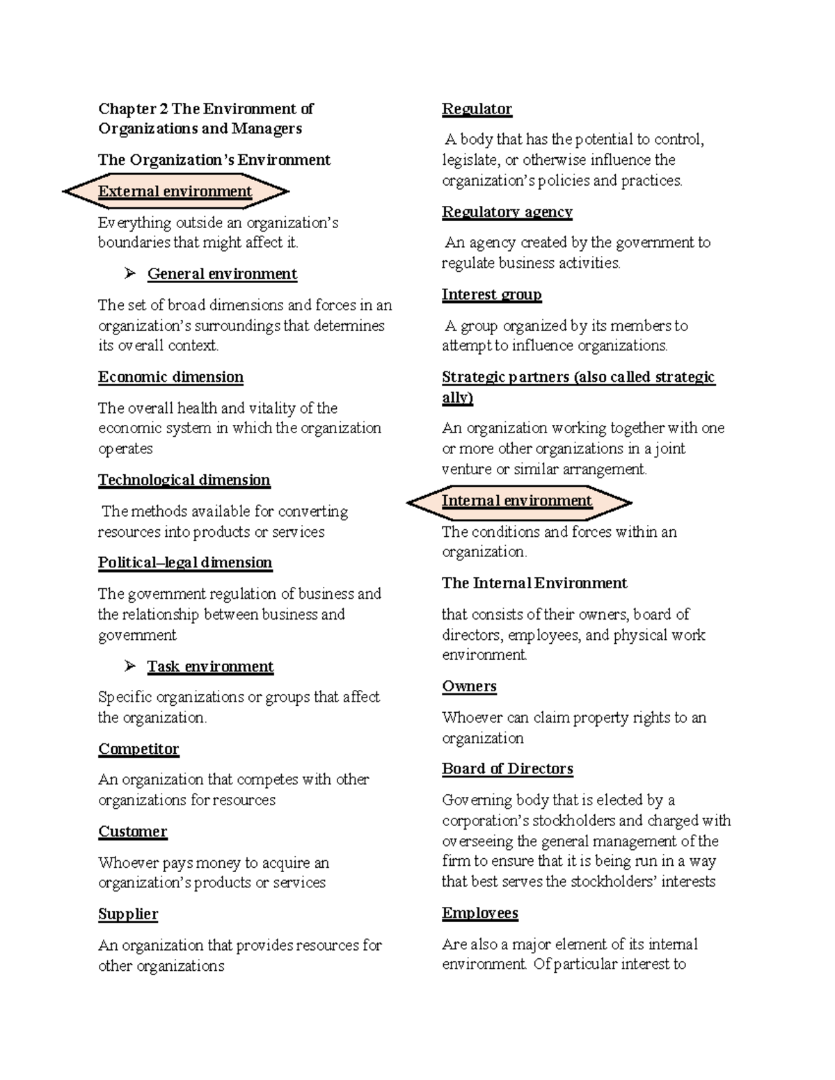 Chapter 2 The Environment of Organizations and Managers - General ...