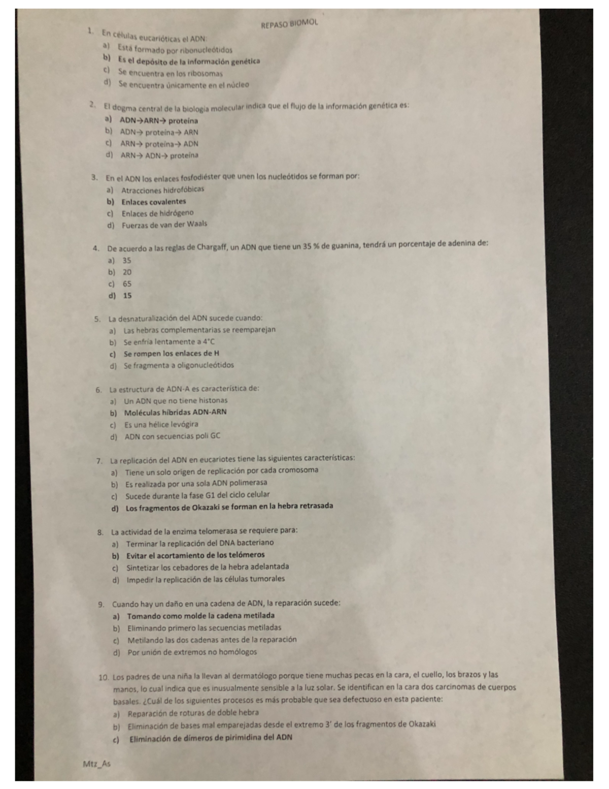 Examen de practica - Biología Molecular - Studocu