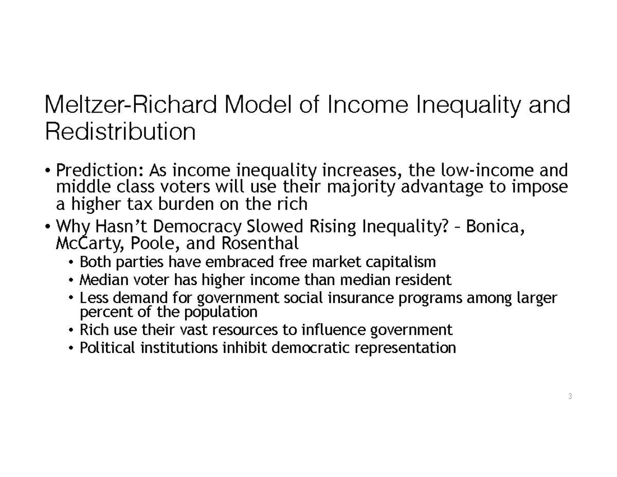 US Polarization - Meltzer-Richard Model of Income Inequality and ...