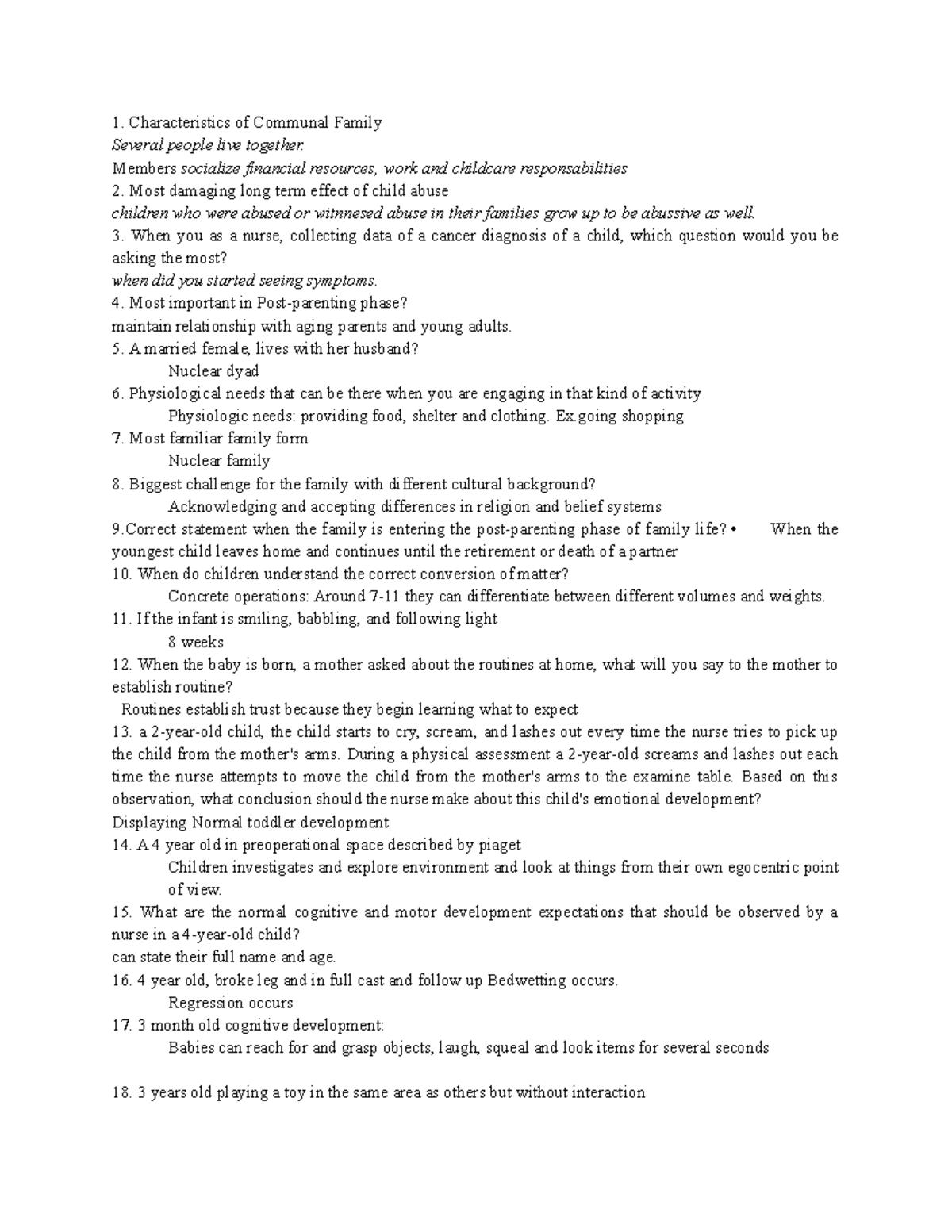 Growth and development - Characteristics of Communal Family Several ...