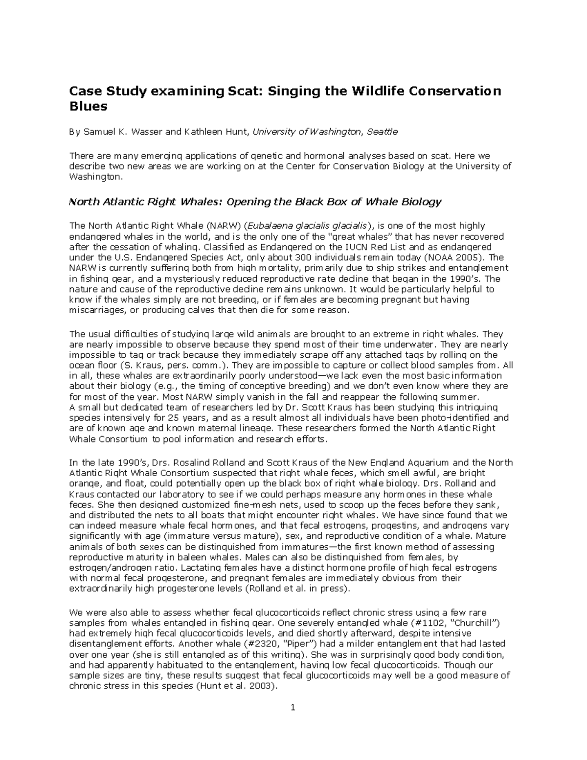 Scat Case Study - Case Study examining Scat: Singing the Wildlife ...