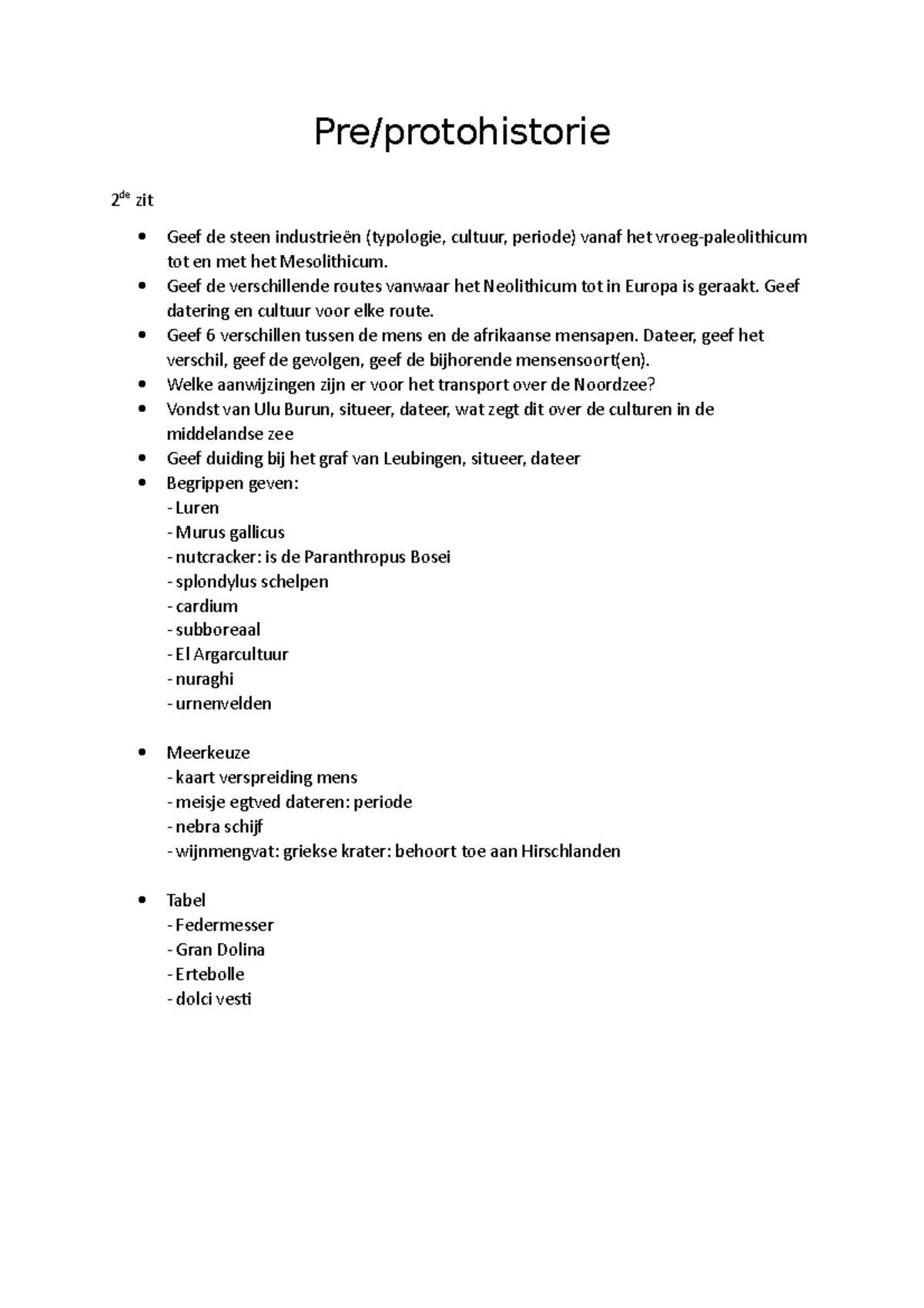 Pre -en protohistorie: examenvragen 2de zit 2019/2020 - Pre ...