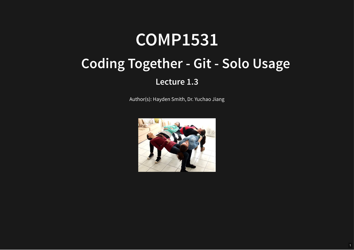 1.3 Git - Solo Usage COMP1531 - COMP 👯 Coding Together - Git - Solo Usage Lecture 1. Author(s ...