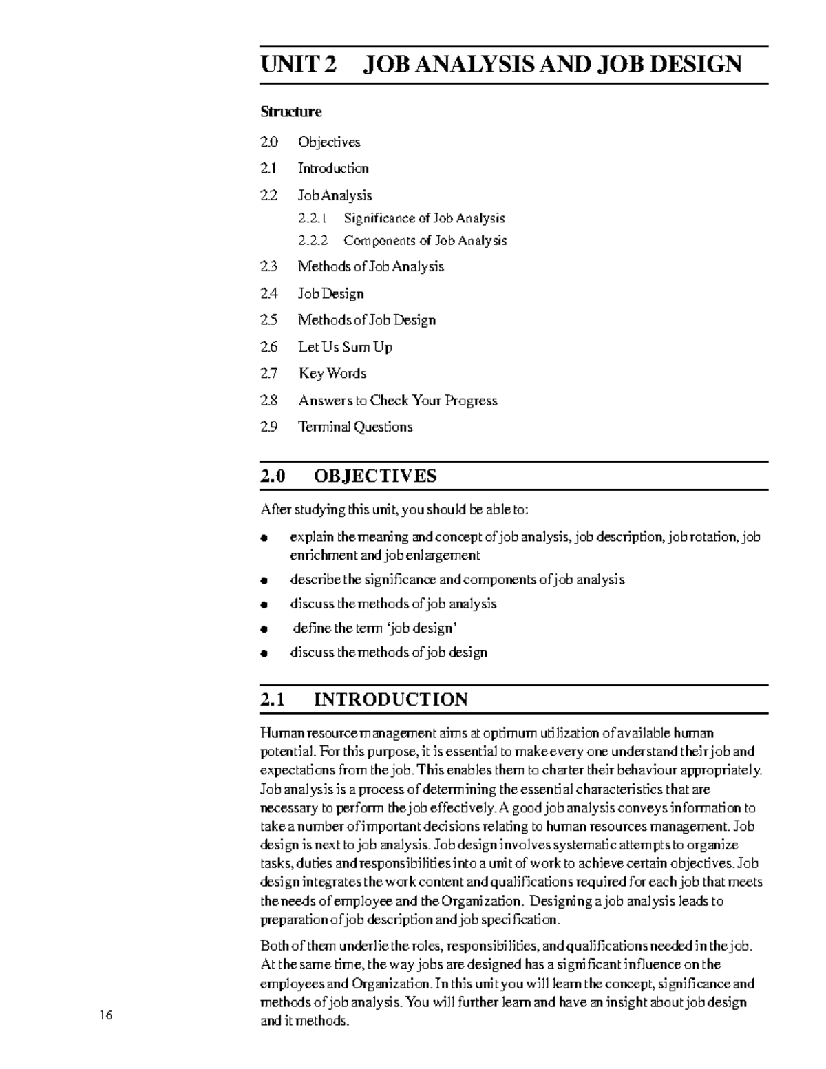 Unit-2 - Lecture - 16 Human Resources UNIT 2 JOB ANALYSIS AND JOB ...
