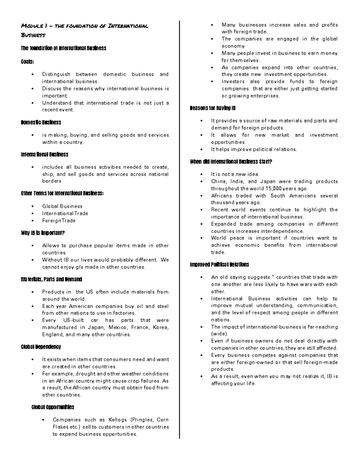 The Foundation of International Business - Module 1 – the foundation of ...