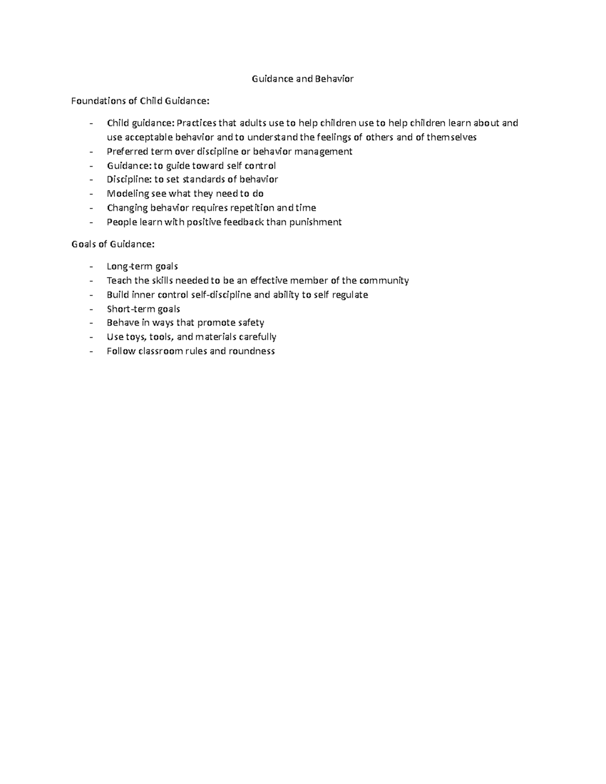 Guidance and Behavior - Guidance and Behavior Foundations of Child ...