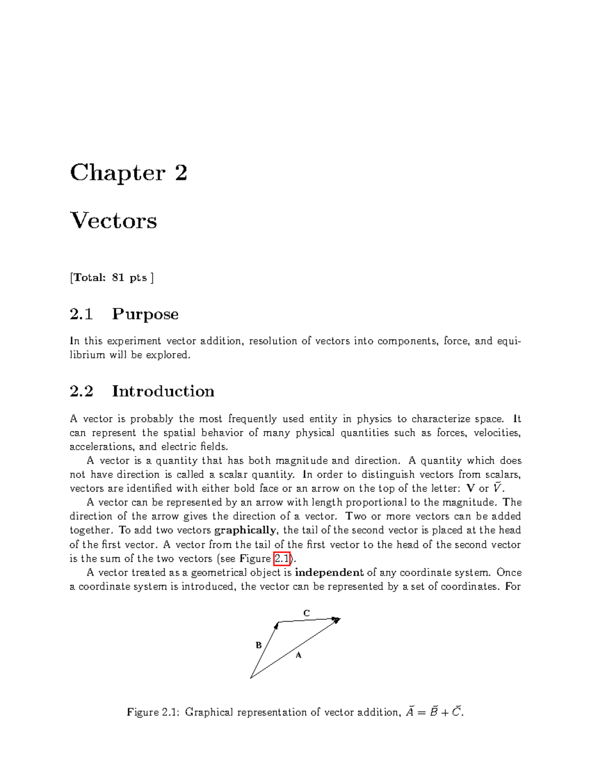 Pages from physics lab manual A2 - Chapter 2 Vectors [Total: 81 pts ] 2 ...