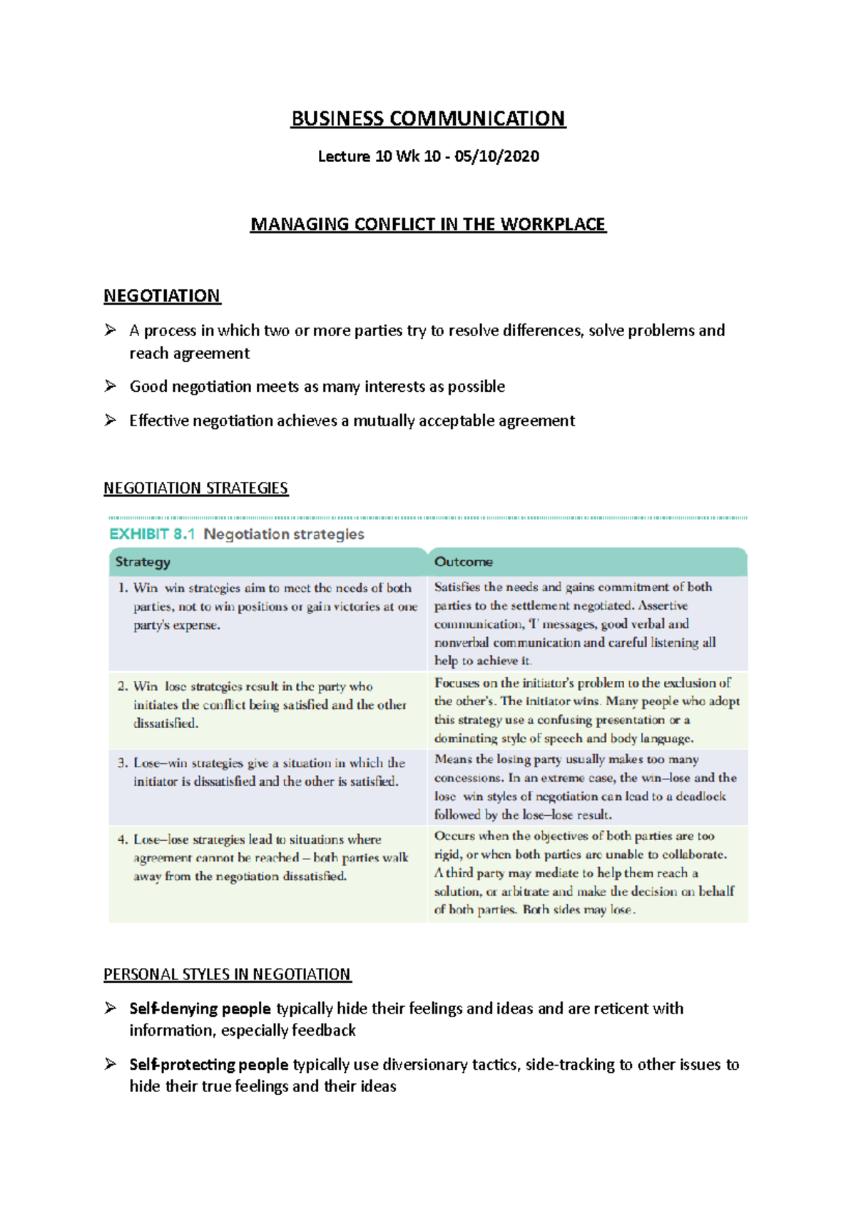 Business Communication Notes - Lecture 10 - BUSINESS COMMUNICATION ...