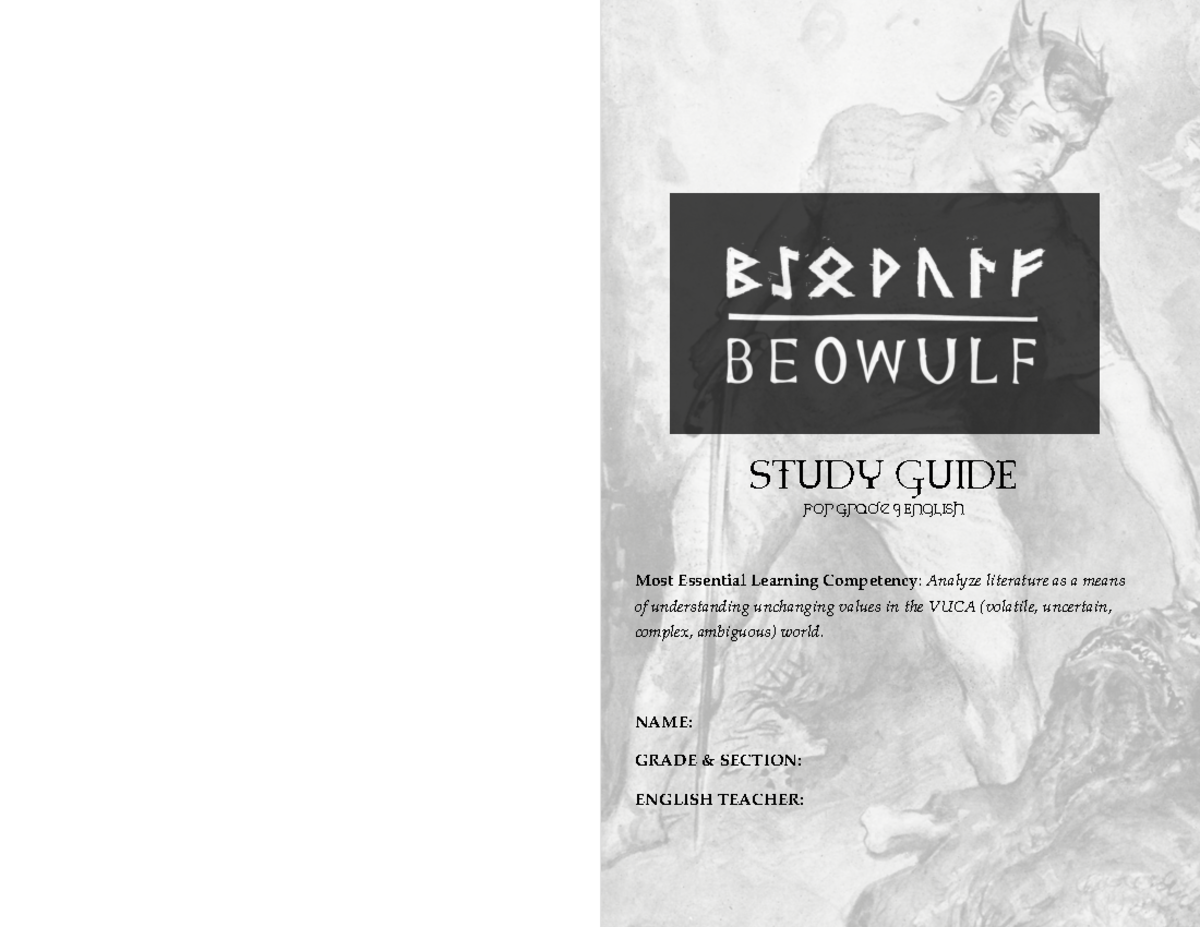 Beowulf Study Guide - STUDY GUIDE For Grade 9 English Most Essential ...