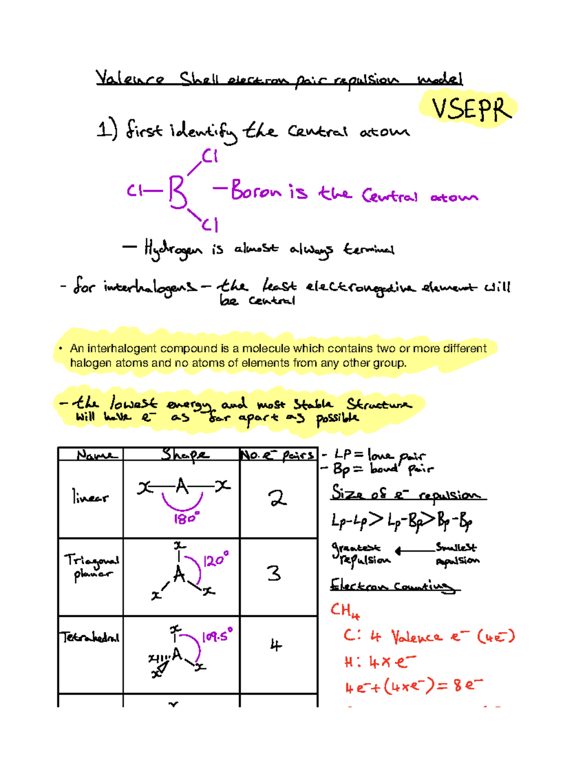 Lecture 2 - Vsepr - Intro to valence shell, electron pair repulsion ...