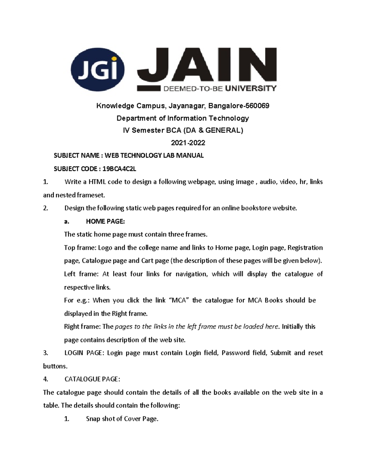 Web Technology Experiments - Knowledge Campus, Jayanagar, Bangalore- Department of Information ...