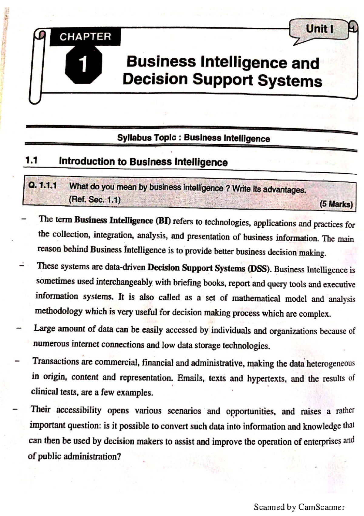 BI 1st Unit - BI unit 1 - Bsc. Information Technology - Studocu